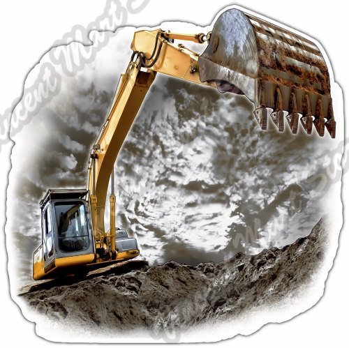 Backhoe Digging Construction Loader Tractor Car Bumper Vinyl Sticker ...