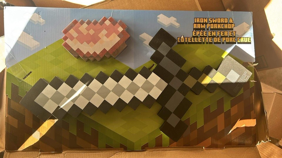 Rare Minecraft Adventure Kit Iron Sword & Raw Porkchop Minecraft Foam ...