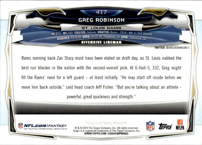 2014 Topps #417a Greg Robinson RAMS RC | eBay