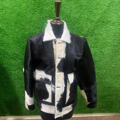 Mens Cowhide Leather Jacket Real Hair On Hide Animal Print Pony Skin ...