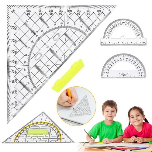 Transparent Triangle Ruler Drafting Tools Angle Protractor Students ...