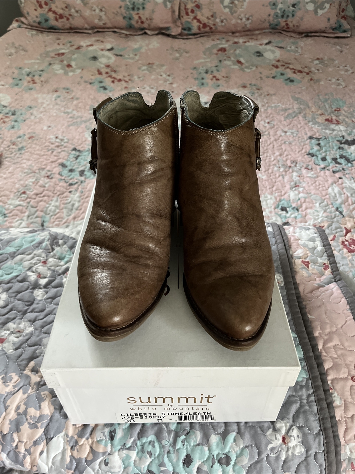 Summit by White Mountain ANKLE BOOTS EU 38 US 8 Stone Leather Back ...