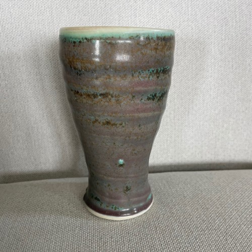 JM? Studio Pottery Tumbler Dusty Rose Sea Green 6" SIGNED | eBay