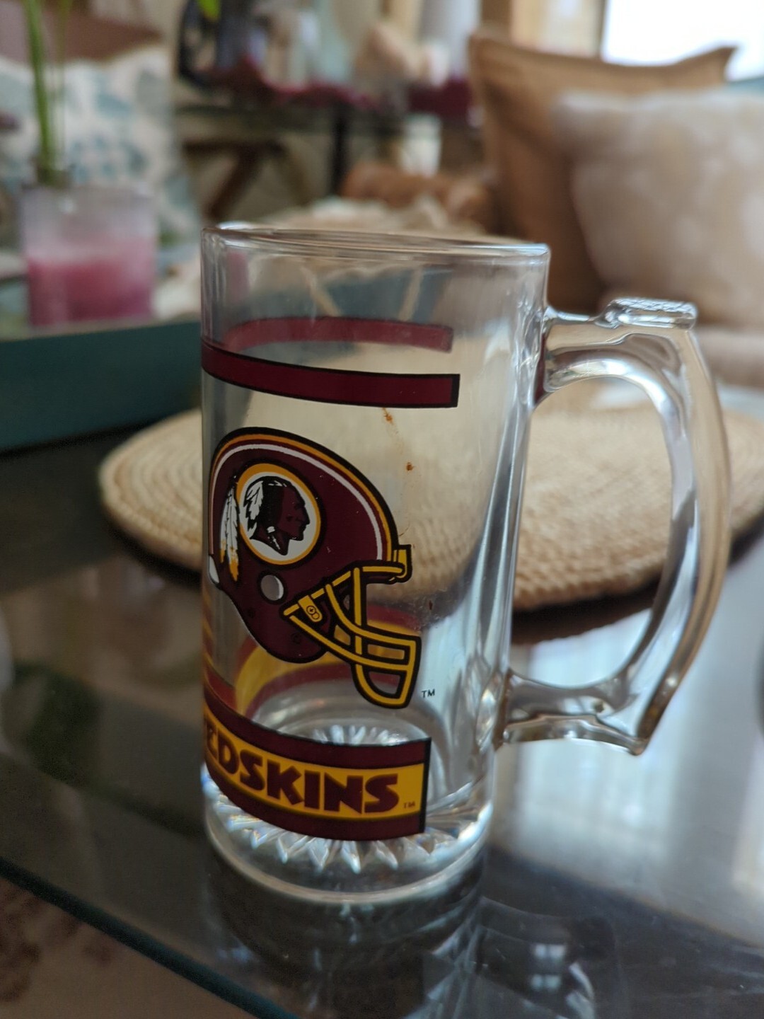 Vintage Washington Redskins Football Beer Mug 7" Tall Glass NFL | eBay
