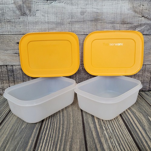 2x Tupperware Freezer Mates Citrus Orange 1¾ Cup Storage Container Set ...