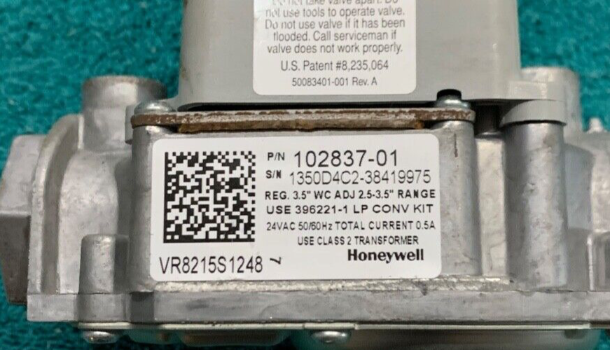 Honeywell VR8215S1248 LP gas valve Lennox 73W17 102837-01 R102837-01 | eBay