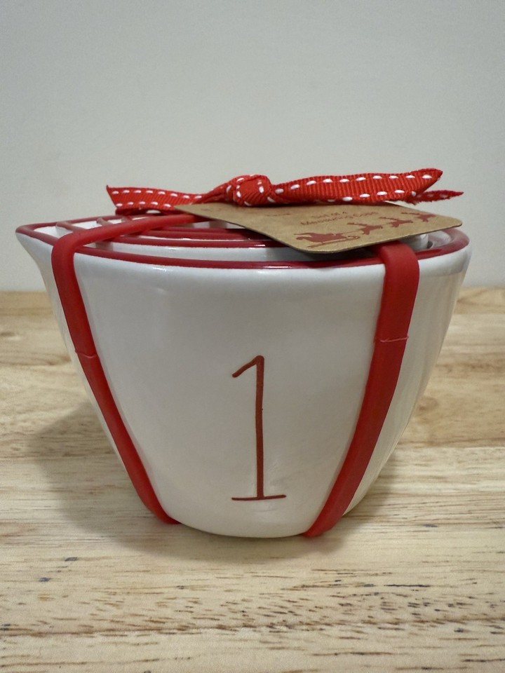 RARE 2024 Rae Dunn Santa With Pipe Watercolor Christmas Measuring Cups ...