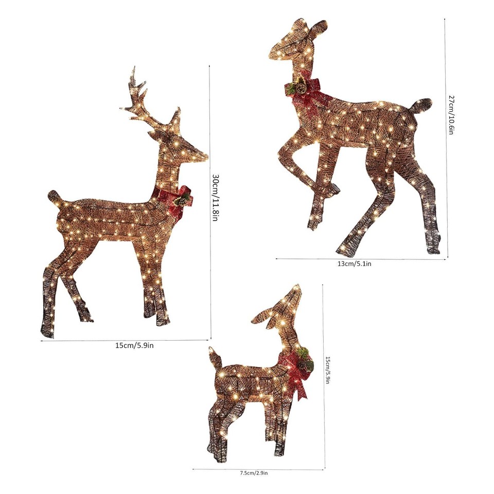 Christmas Lighted Reindeers Props Light up Ornament LED Lights Deer ...