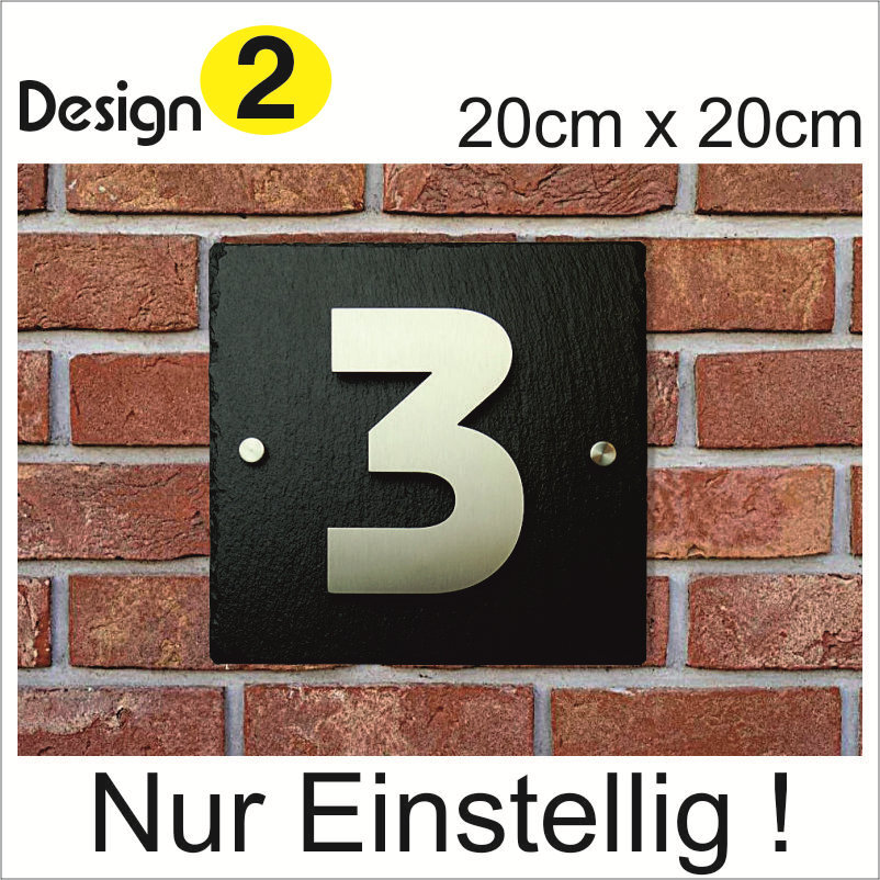 3D Hausnummer Edelstahl Schiefer Design Hausnummernschild ...