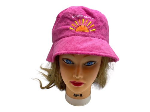 Asos South Beach adjustable towelling bucket hat with sunset in hot ...