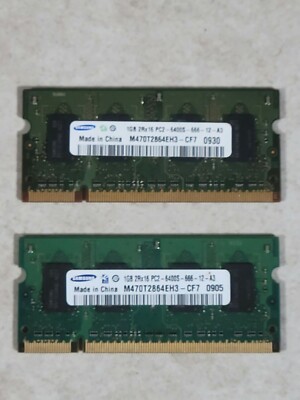 LOT OF 2 GENUINE SAMSUNG LAPTOP MEMORY RAM STICKS 1GB 2RX16 PC2 ...