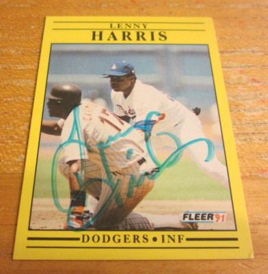 Lenny Harris Autographed Signed 1991 Fleer #204 Card MLB Los Angeles ...