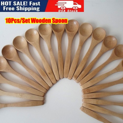 10Pcs/Set Mini Wooden Spoon Small Soup Spoons Serving Spoons Condiments ...
