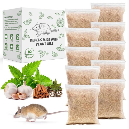 Rodent Mouse Repellent Pouches, 10 Pack Peppermint Oil Bug Roach Mice ...