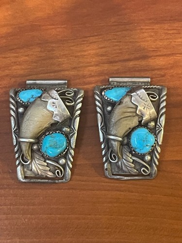 Vintage Native American Sterling Silver, Turquoise, Bear Claws Watch ...