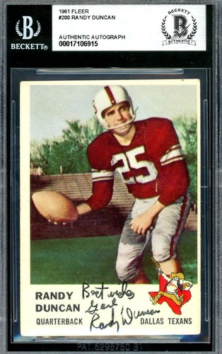 Randy Duncan Beckett BAS Signed 1961 Fleer Autograph | eBay