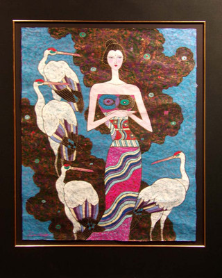 Lin Chong Original Acrylic Painting on Paper Matted Hand Signed Make an ...