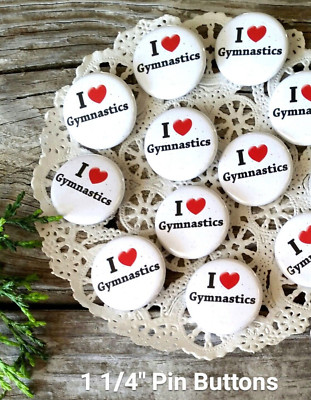 10 Gymnastics Pins * 1 1/4" PINBACK Buttons - Party Favor Gymnast Gym ...