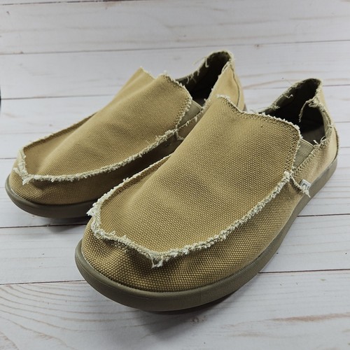Crocs Santa Cruz Mens Size 12 Slip On Khaki Beige Canvas Casual Loafer ...