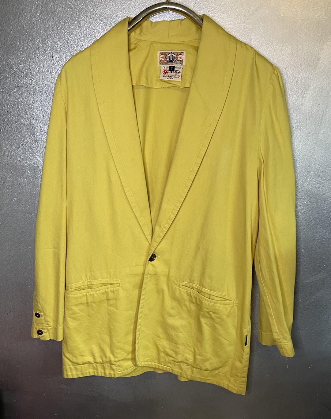 Vtg Gene Ewing Bis Bis Wrinkle Rich Denim Jacket Size S Yellow USA | eBay