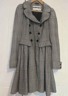 Topshop Check Tweed Fit & Flare Victorian Riding Bustle Frock Trench ...