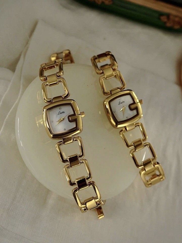 Vintage Gold Square Face Women’s Watch | French Style Elegant ...