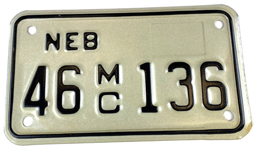 Vintage Nebraska 1990s Motorcycle License Plate 46 136 Merrick Co ...