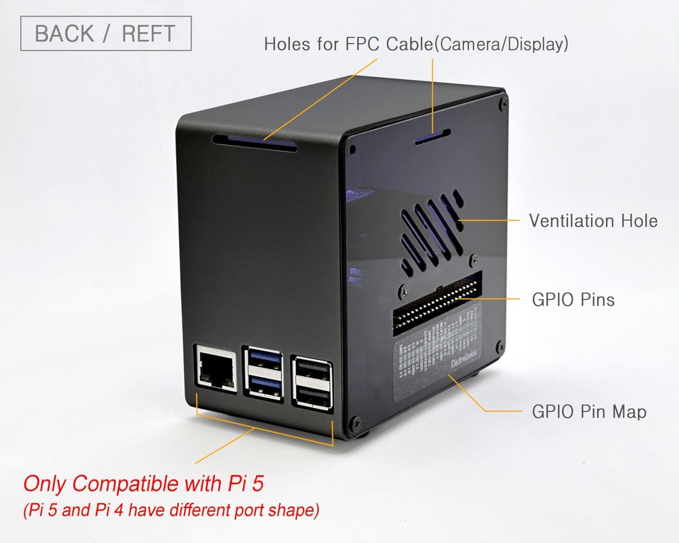 Raspberry Pi 5 Case, Aluminum Mini Tower Case with Cooling Fan and ...