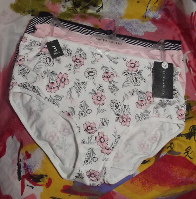 3 NEW LAURA ASHLEY LS9271 3PKGM PLUS SIZE MICROFIBER BRIEF PANTIES 1X ...