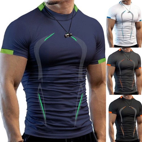 Men Running Compression Jersey Fitness Tight Gym Sportswear Short ...