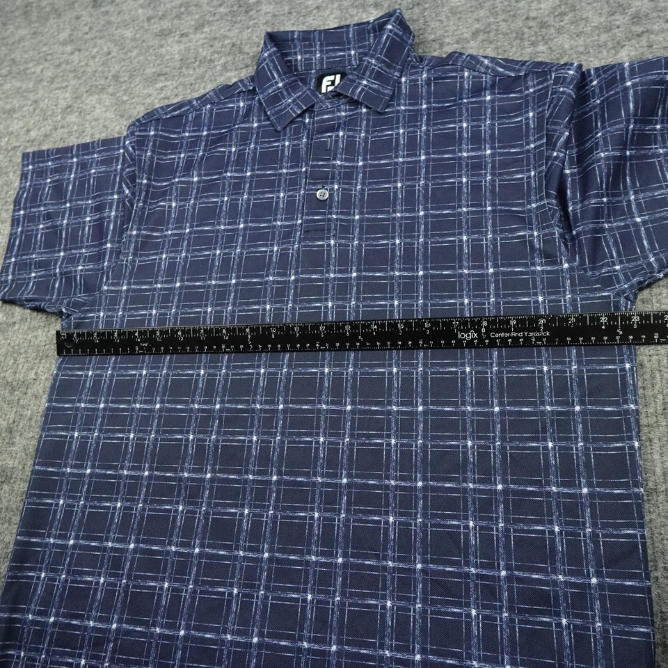 FootJoy Polo Shirt Mens Medium Blue White Golf Golfer Lightweight Rugby ...