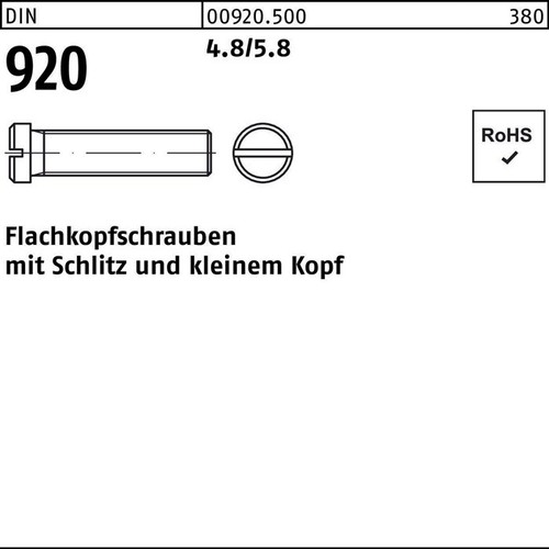 100er PACK(Stk) Flachkopfschraube M 5 x 8 DIN 920 m.Schlitz 4.8/5.8 | eBay