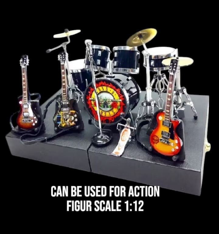 Miniature Guitar, Bass & Drum Set Guns N' Roses Musical Instruments ...