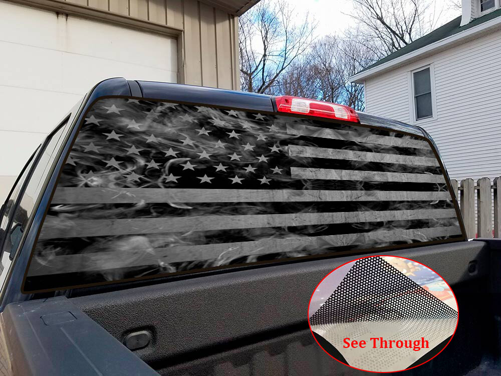 White American Flag Decal American Ripped Flag Black & White With