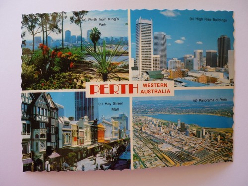 1983 POSTCARD PERTH W.A. HAY STREET AERIAL VIEWS KING'S PARK BUILDINGS ...