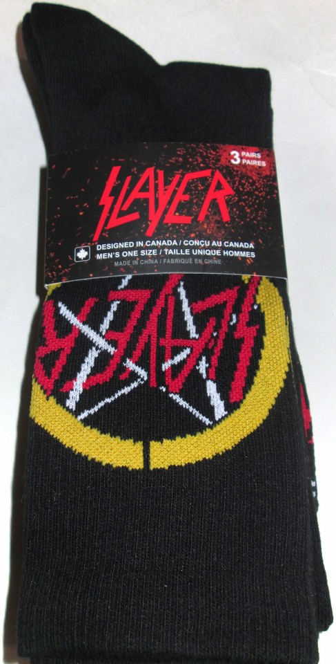 3 Pairs Officially Licensed Rock Band SLAYER Poly Cotton Crew Length ...