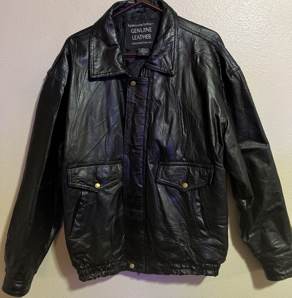 Leather Jacket YKK Retro Napoline Outfitters Genuine Vtg Leather Jacket YKK Retro Napoline Outfitters Genuine Vtg