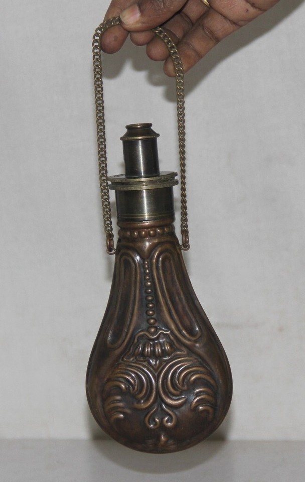 Antique Brass Decor Old Indian Home Decor Original Gun Powder Flask | eBay