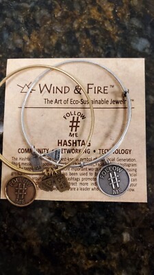 Wind and Fire HASHTAG FOLLOW ME Expandable, Stackable Bangle Bracelet ...