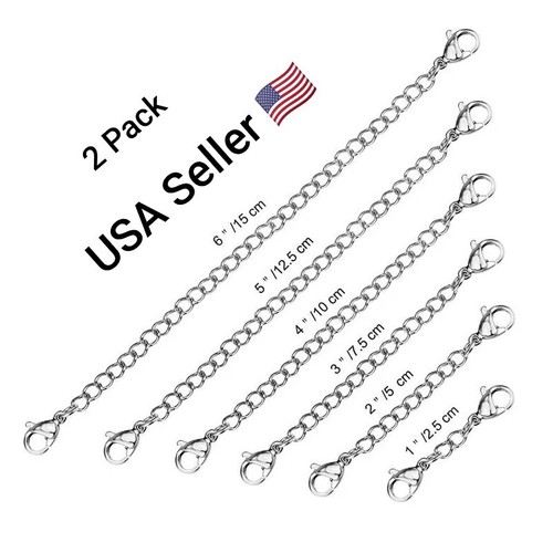 2-Pack Extender /Safety Chain Extender Necklace Bracelet Lobster lock 1 ...