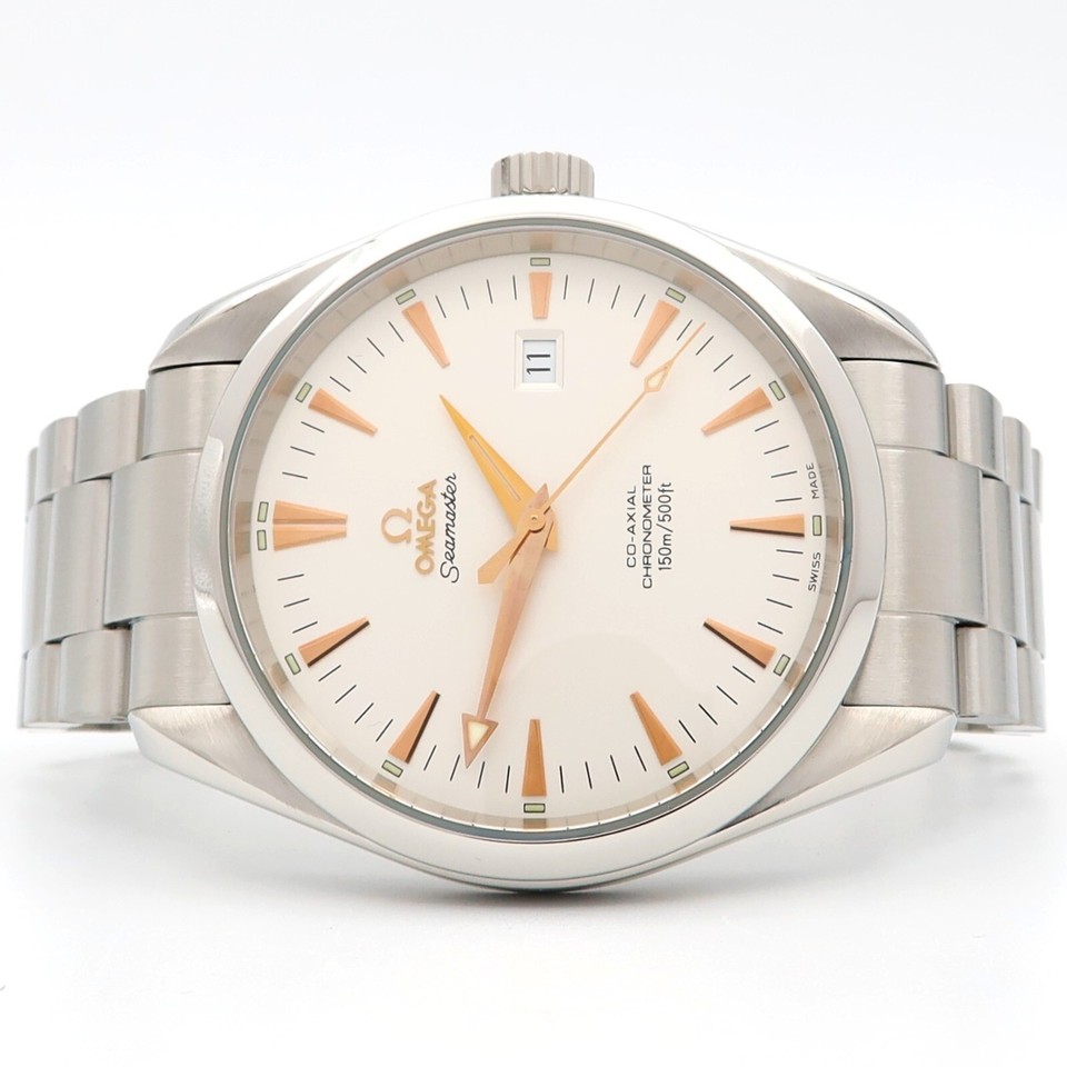Omega Seamaster Aqua Terra Automatic Rose Gold Hands White Dial Steel ...