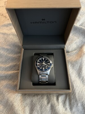 Hamilton Khaki Navy Blue Men's Watch with Silver Stainless Steel Band ...