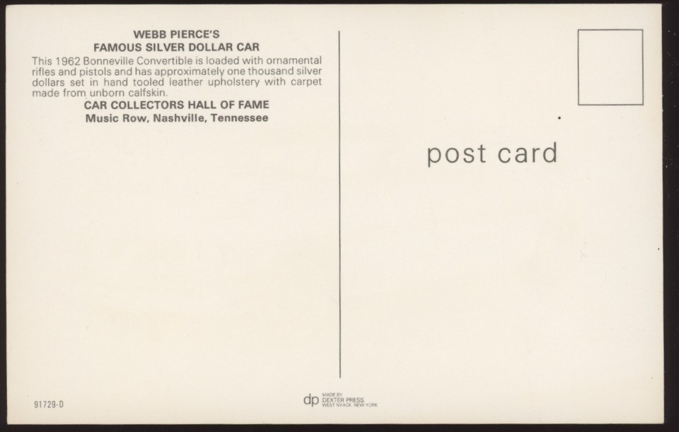 1962 Bonneville Convertible Webb Pierce Silver Dollar Auto Classic Car ...