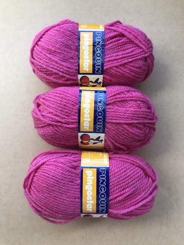 Pingouin Pingostar Yarn Dark Pink #522 Lot of 3 Acrylic & Wool 50 grams ...