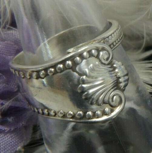 Vintage Wrap Spoon Ring 1/2" engravable 0.925 Sterling Silver Ring Size ...