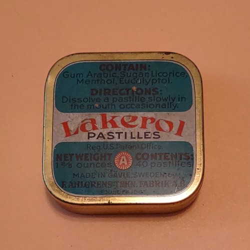 Lakerol Pastilles Tin Box Vintage Gefle, Sweden Cough Medicine Candy ...