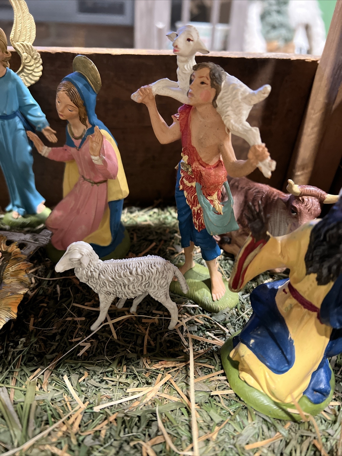 Vintage Depose Italy Nativity Set. Vintage Handmade Manger | eBay