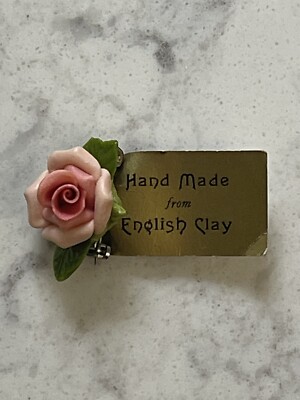 Vintage Hand Made From English Clay Pink Rose Pin/Brooch | eBay