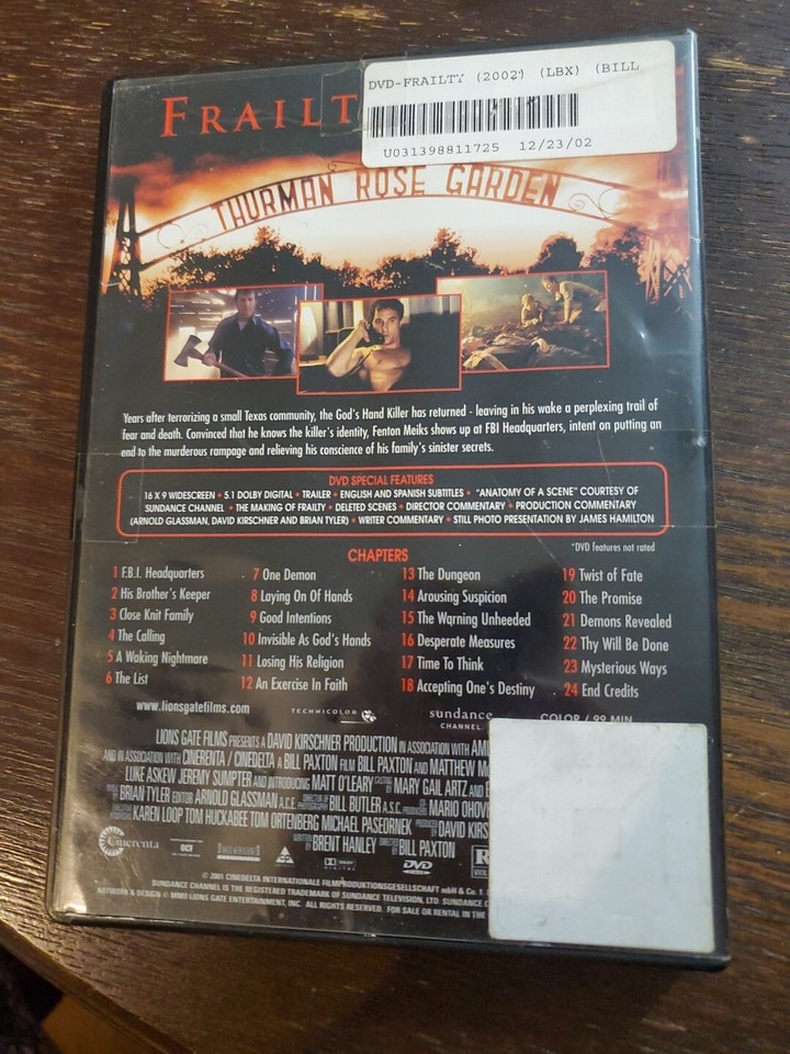 Frailty (DVD, 2001) Matthew McConaughey, Very Good 31398811725| eBay