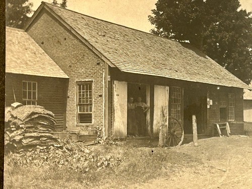 Cabinet Card Photo Blacksmith Shop 2 Workers Wagon | eBay